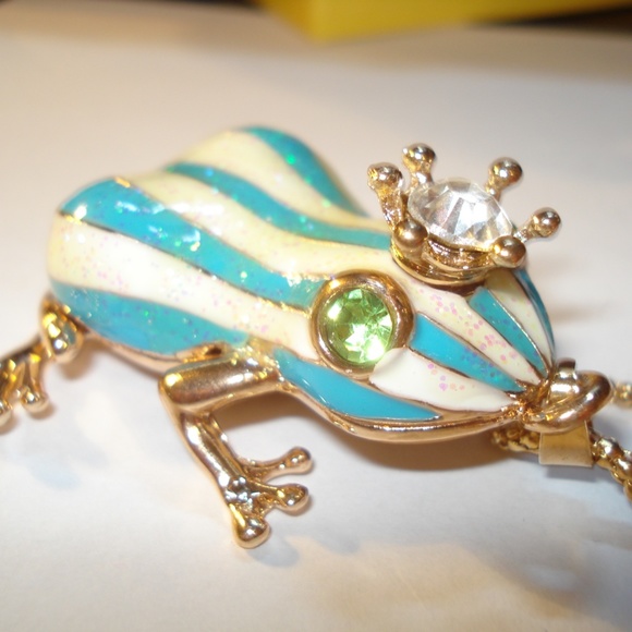 Jewelry | 3d Striped Enamel Glitter Rhinestone Crowned Frogtoad ...